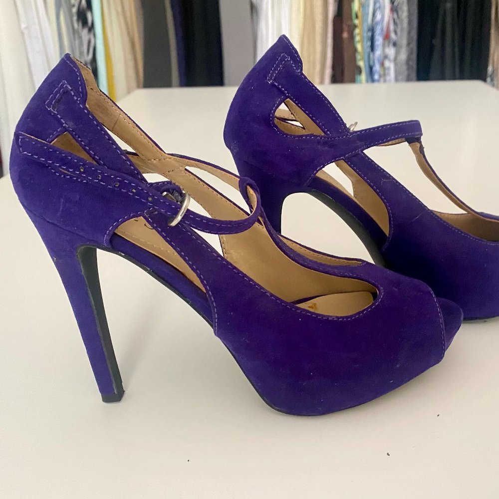 Guess Purple Platform Suede Heels - Gem